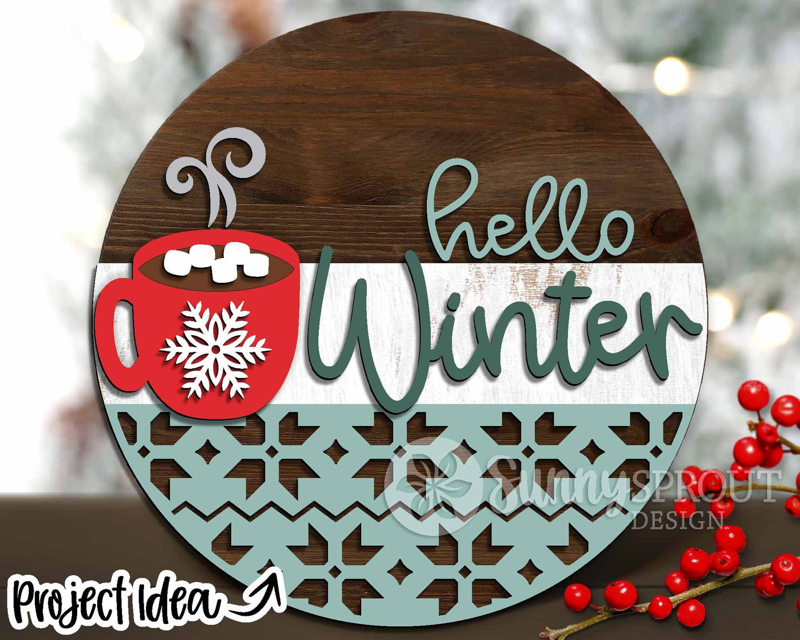 Winter Laser Sign Bundle, Digital Download, Round Door Hanger ...