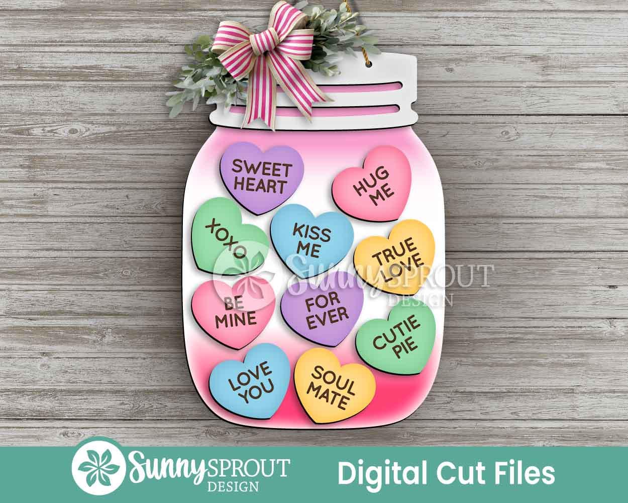Conversation Heart Mason Jar Sign, Digital Download, Door Hanger Svg ...