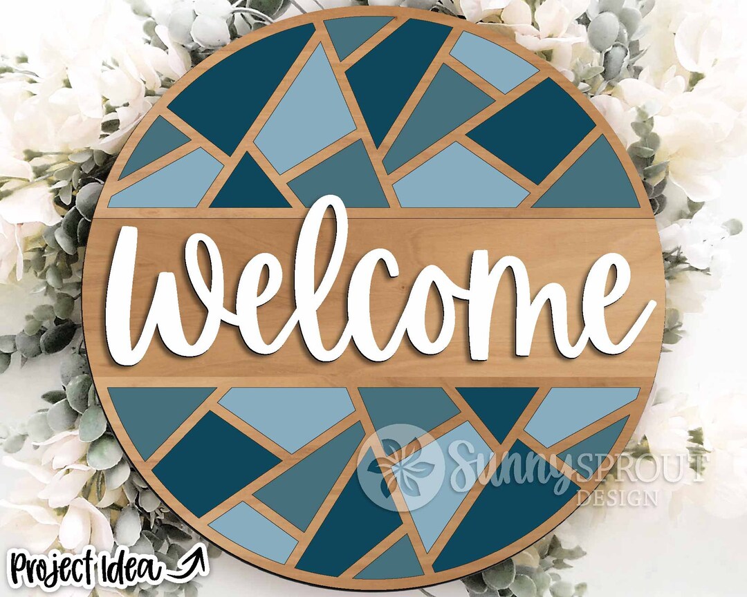 Abstract Geometric Welcome Sign, Digital Download, Round Door Hanger ...