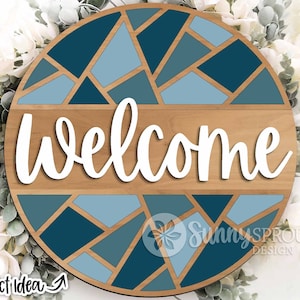 Abstract Geometric Welcome Sign, Digital Download, Round Door Hanger ...