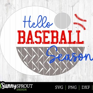 Hello Baseball Season Sign, Digital Download, Round Door Hanger Svg ...