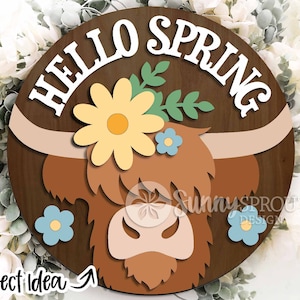 Spring Sign Bundle 3, DIGITAL Download, Round Door Hanger Svg ...