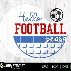 Hello Football Soccer Season Sign, Digital Download, Round Door Hanger ...