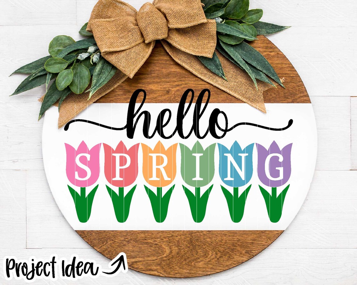 Hello Spring Tulip Flowers Digital Download Print File | Etsy