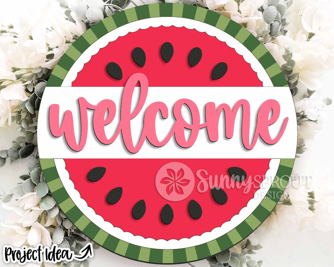 Welcome Watermelon Sign, Digital Download, Round Door Hanger Svg ...