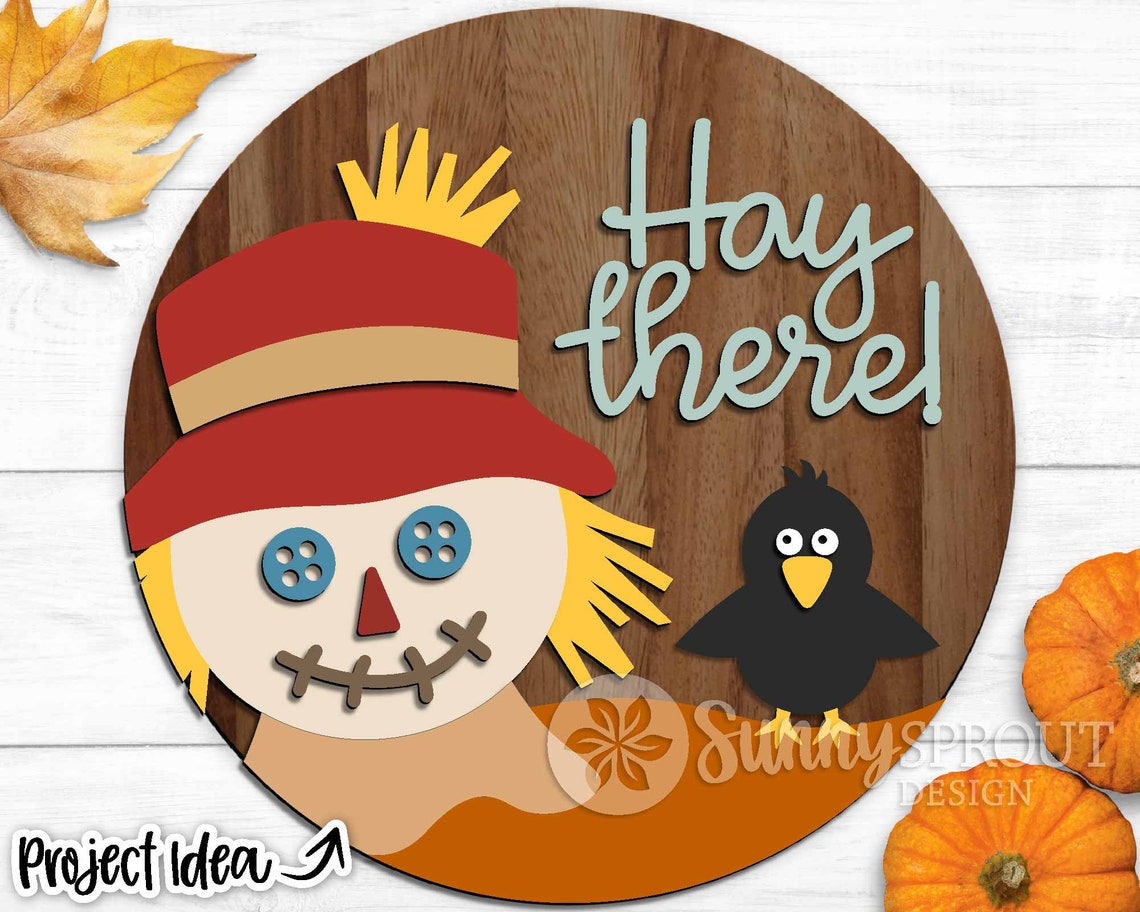 Hay There Scarecrow Sign Digital Download Round Door Hanger - Etsy
