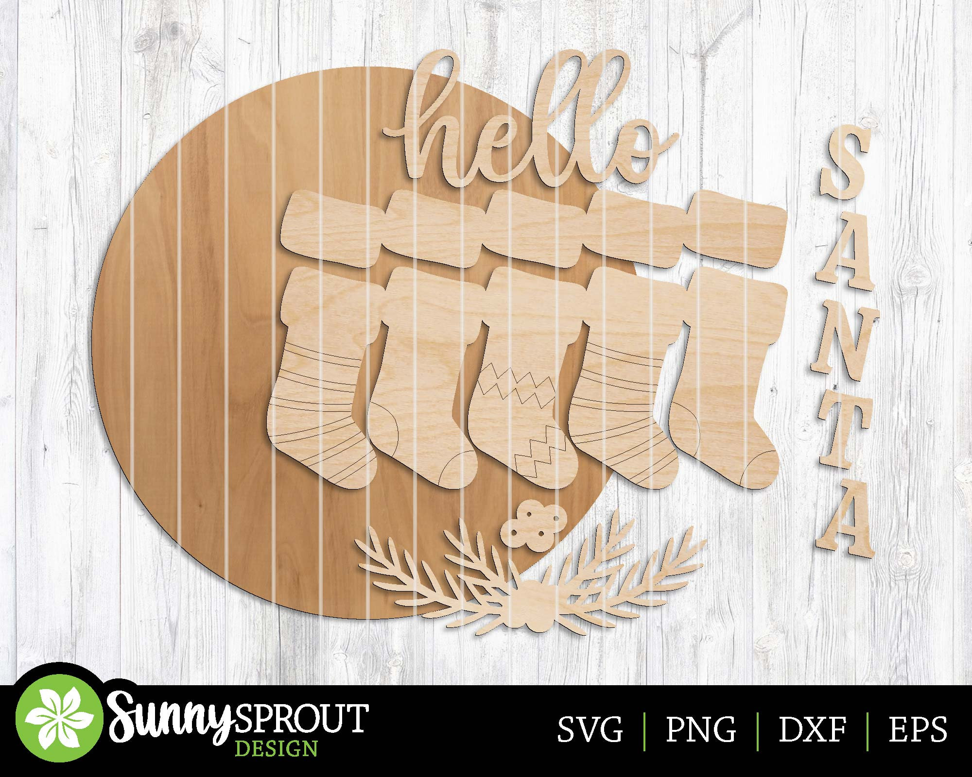 Hello Santa Stockings Sign, Digital Download, SVG Laser Cut File ...