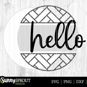 Hello Geometric Welcome Sign, Digital Download, Round Door Hanger Svg ...