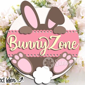 Bunny Zone Sign, Digital Download, Round Door Hanger Svg, Glowforge ...