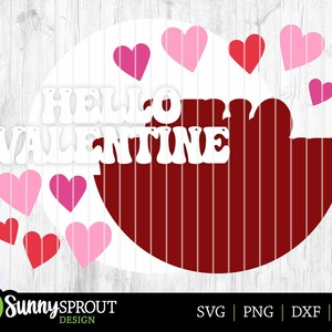 Hello Valentine Retro Heart Sign, Digital Download, Round Door Hanger ...