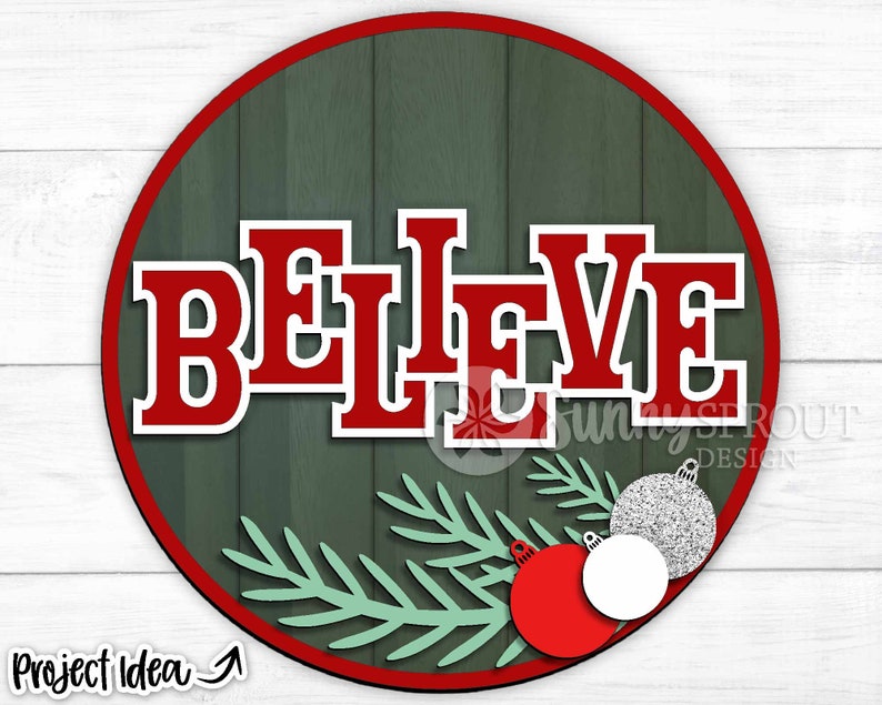 Believe Ornament Sign DIGITAL Download Round Door Hanger - Etsy