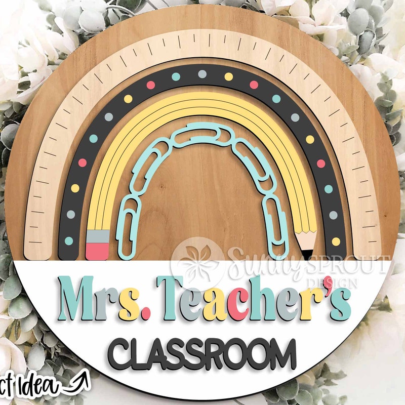Rainbow Teacher Sign - Etsy