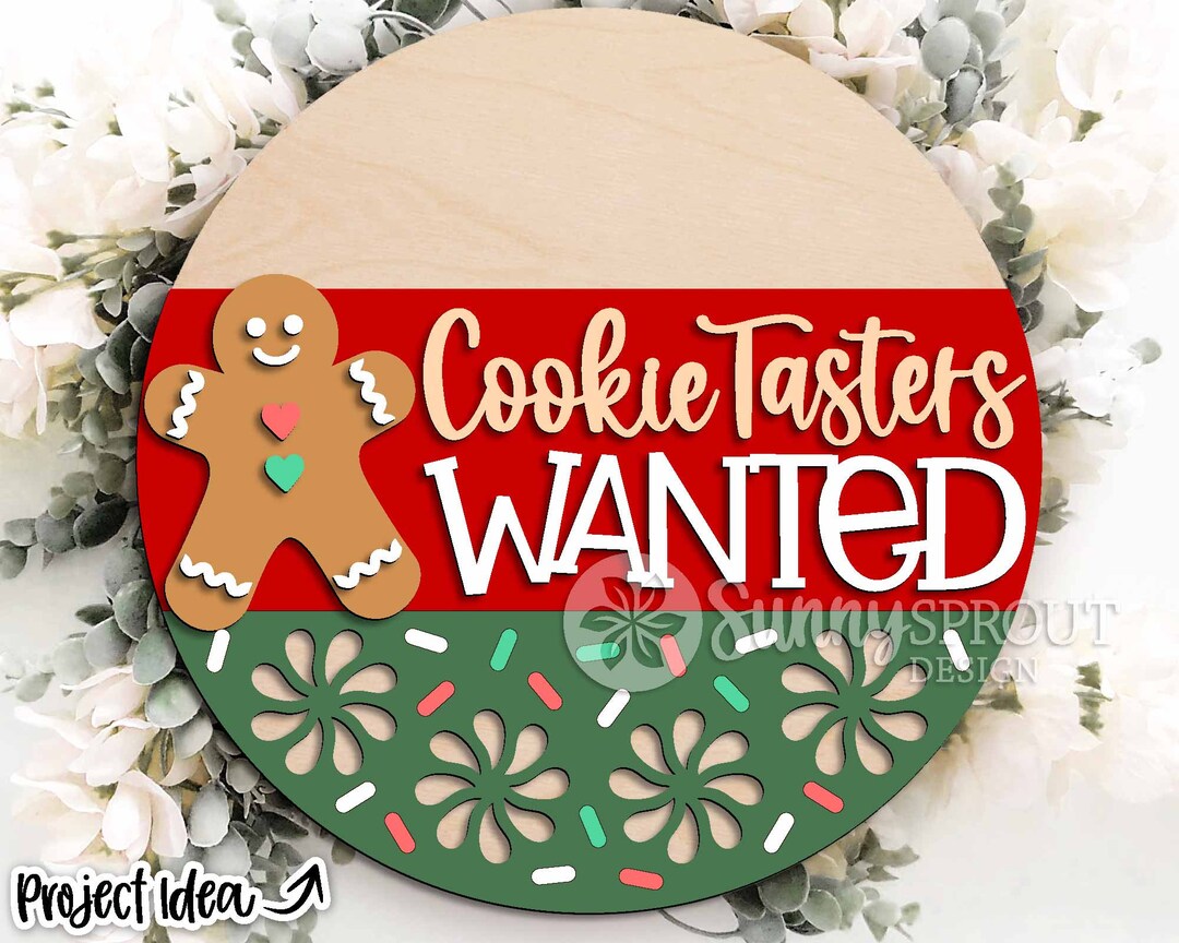 Cookie Tasters Wanted Sign, DIGITAL Download, Round Door Hanger Svg ...