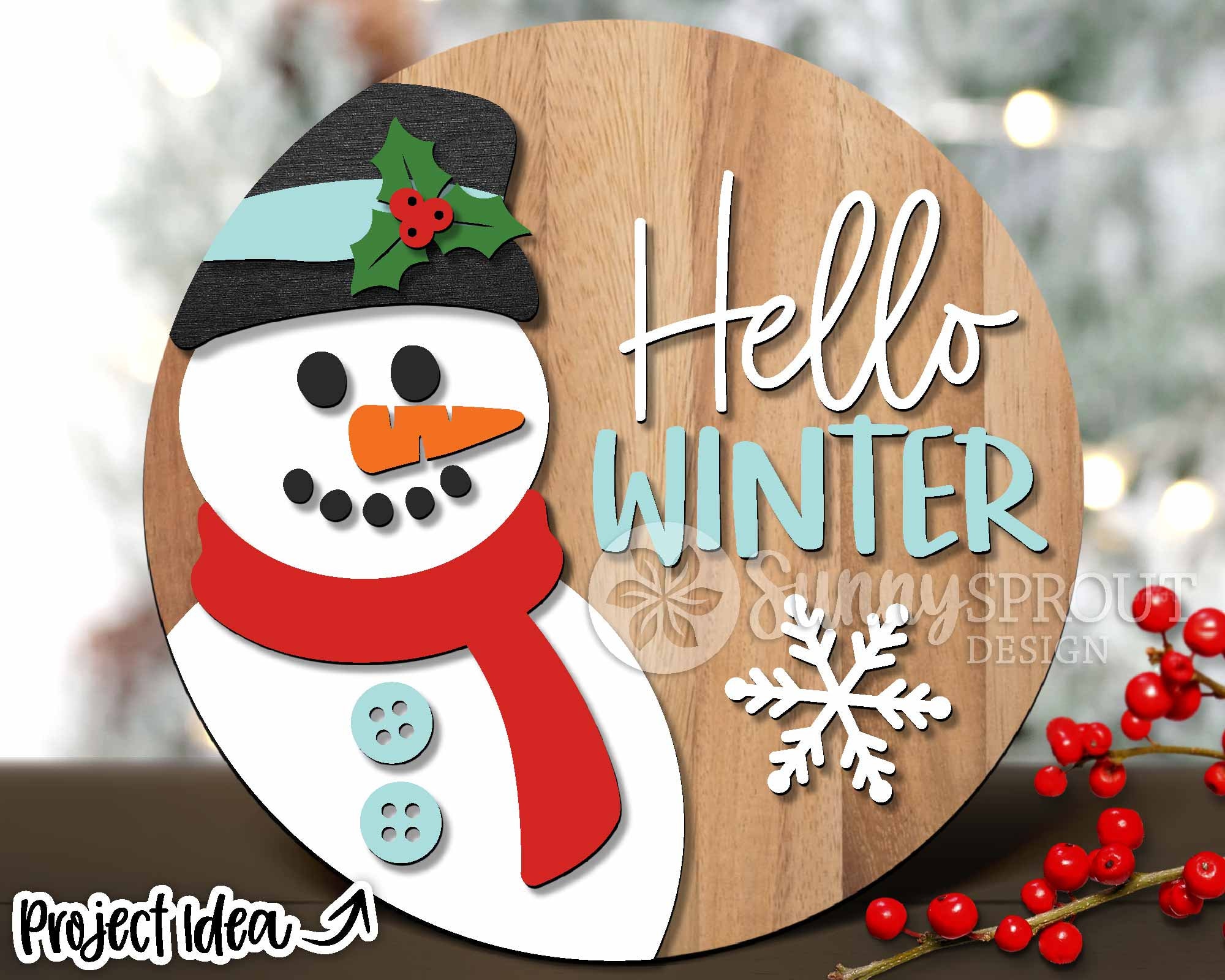 Hello Winter Snowman DIGITAL Download Winter Round Door - Etsy