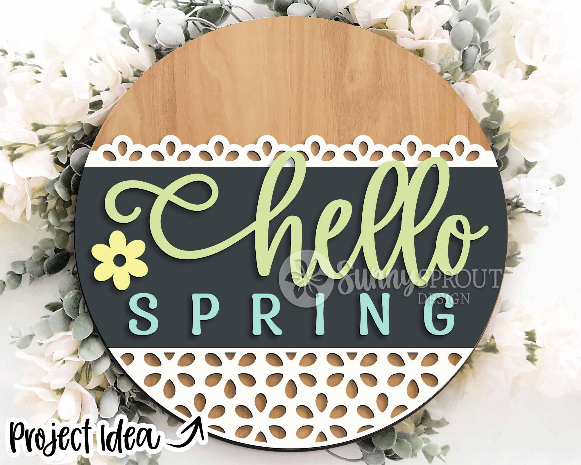 Spring Sign Bundle 4, Round Door Hanger Svg, Glowforge Laser File ...