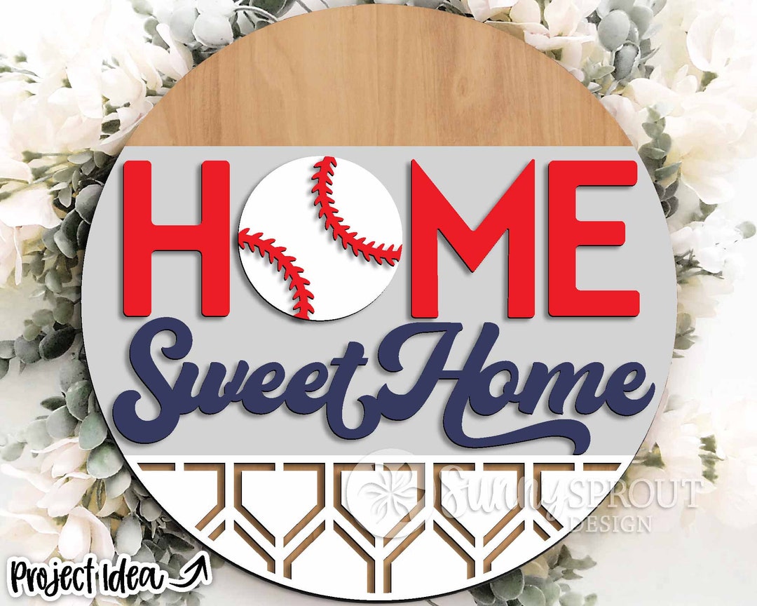 Home Sweet Home Baseball Softball, Digital Download, Round Door Hanger ...