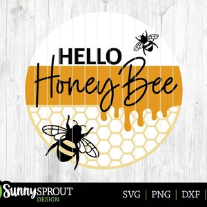 Hello Honey Bee Sign, Digital Download, Round Door Hanger, Summer Sign ...