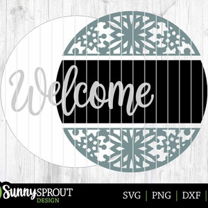 Welcome Snowflake Pattern Sign, Digital Download, Round Door Hanger Svg ...