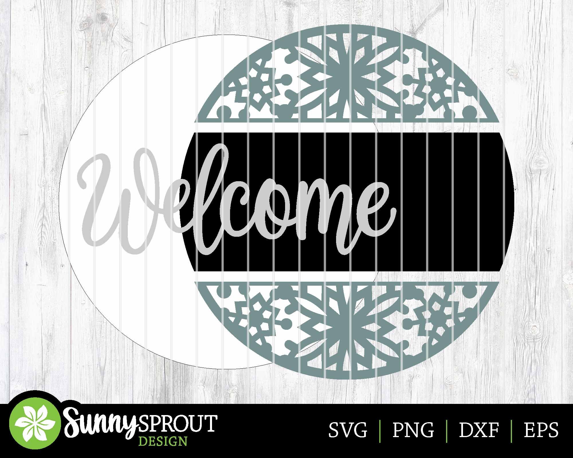 Welcome Snowflake Pattern Sign, Digital Download, Round Door Hanger Svg ...