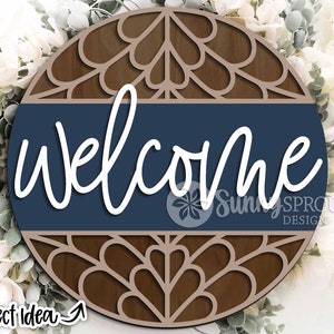 Welcome Boho Pattern Sign, Digital Download, Round Door Hanger Svg ...