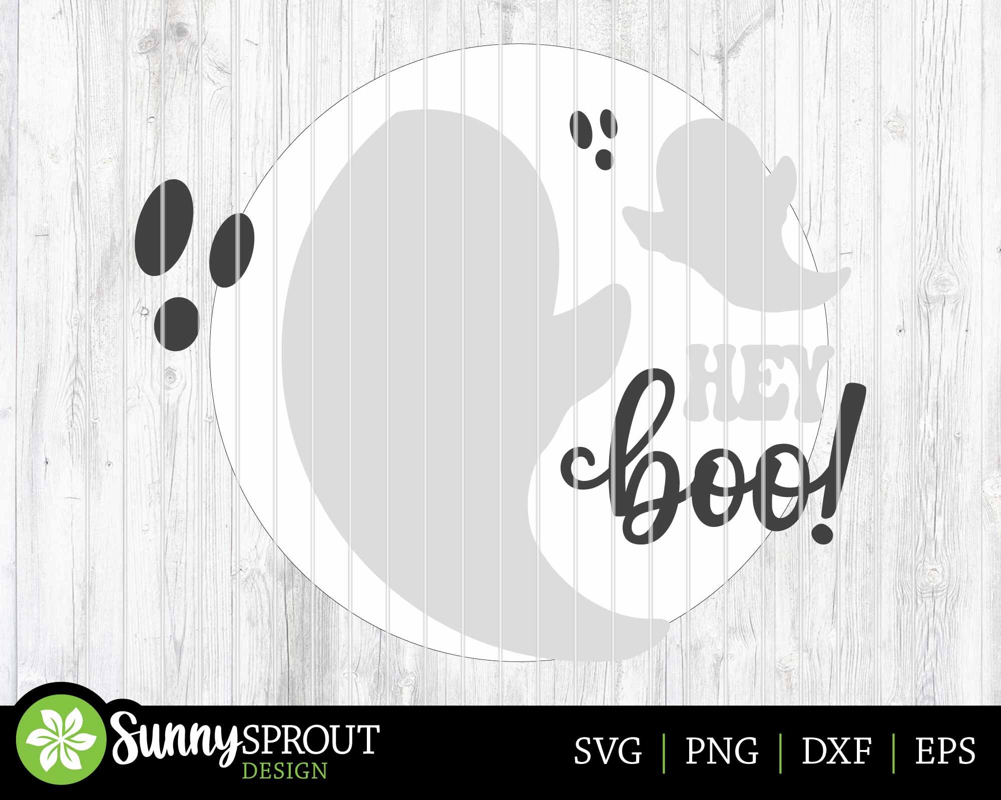 Hey Boo Ghost Sign, Digital Download, SVG Laser Cut File, Cricut, Round ...