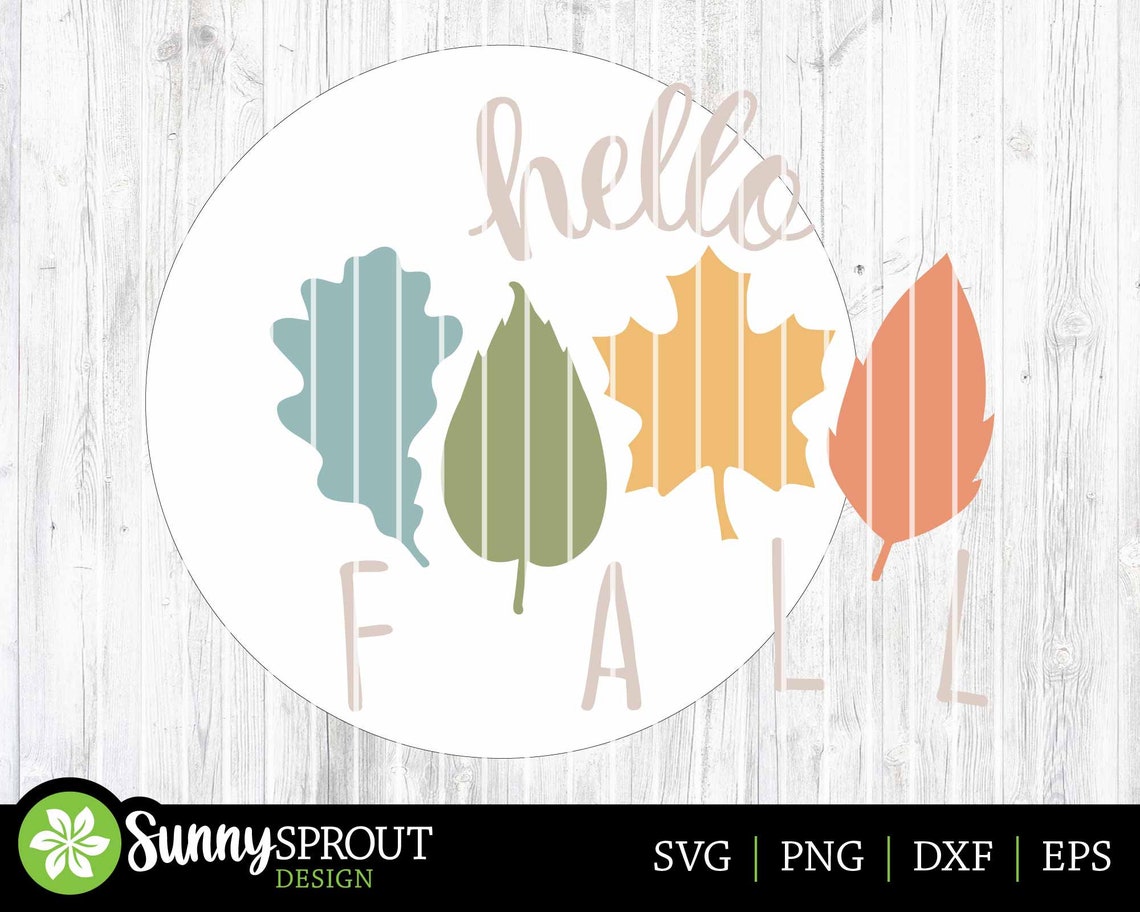 Hello Fall Leaves Sign, Round Door Hanger Svg, Glowforge Laser File ...