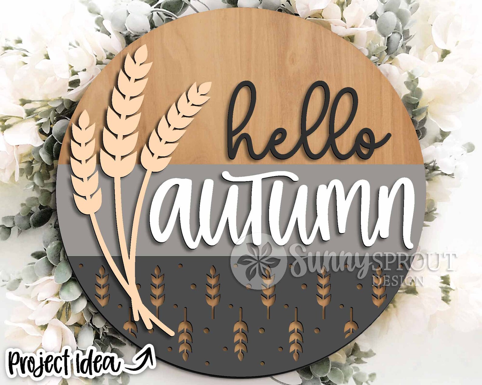 Hello Autumn Wheat Grass Sign, Digital Download, SVG Laser Cut File ...