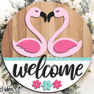 Welcome Flamingo Love Sign Digital Download Round Door - Etsy