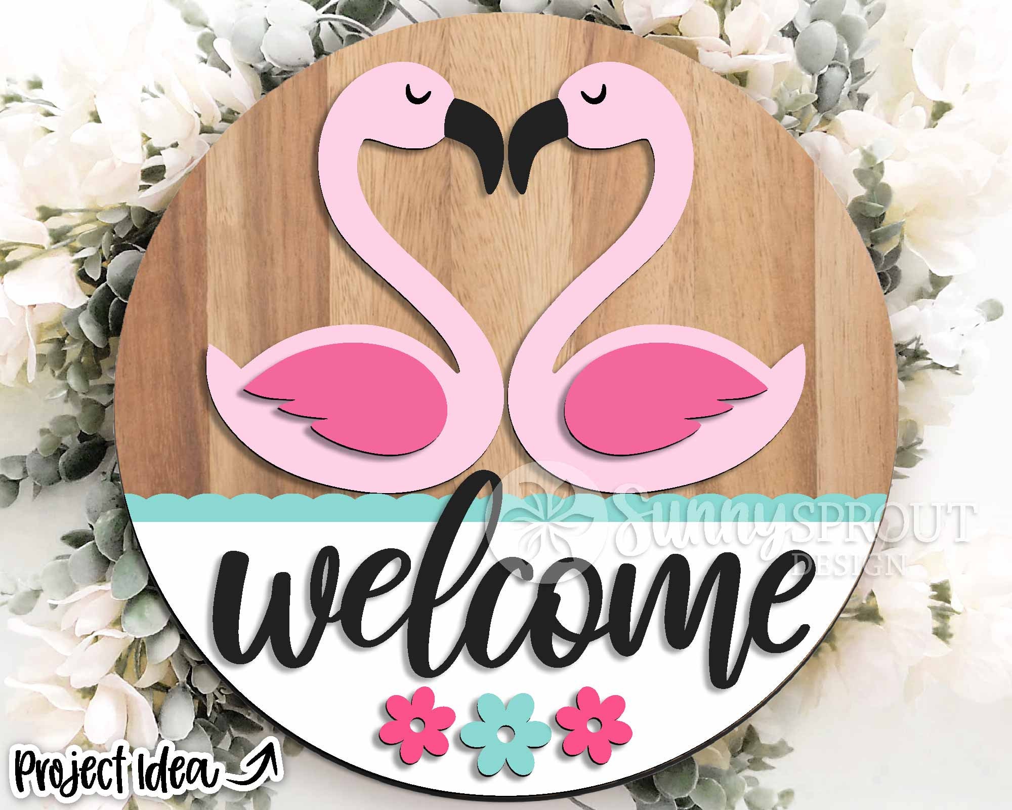 Welcome Flamingo Love Sign Digital Download Round Door - Etsy