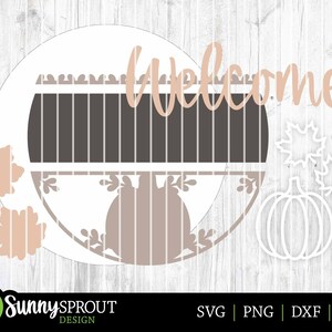 Welcome Pumpkin Leaf Pattern Sign, Digital Download, SVG Laser Cut File ...