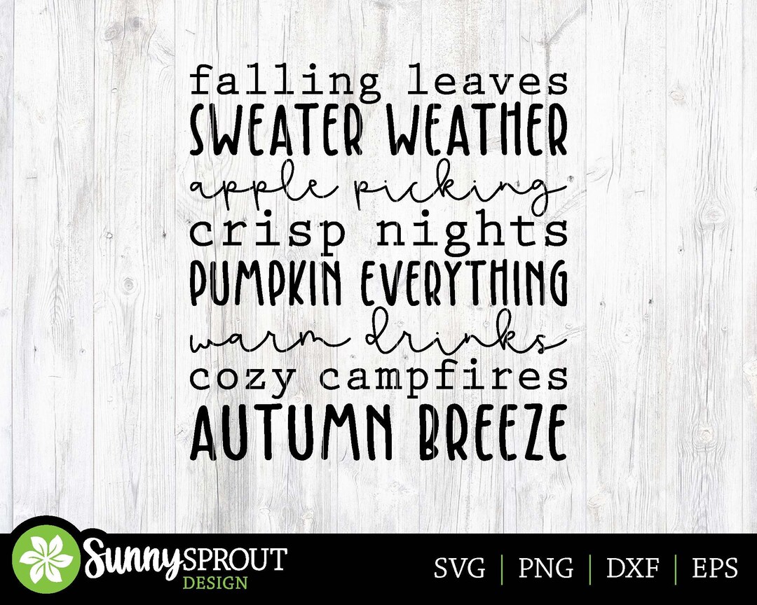 Fall Words SVG; Digital Download | Print File, Cricut, Silhouette Cut ...