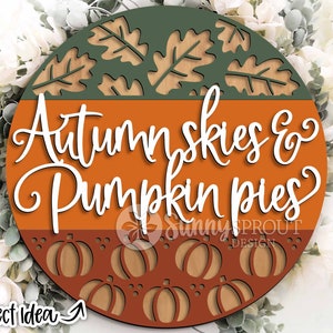 Autumn Skies Pumpkin Pies SVG, Digital Download, Round Door Hanger Svg ...