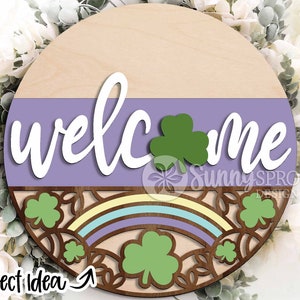 St. Patrick's Day Welcome Sign, Digital Download, Round Door Hanger Svg ...