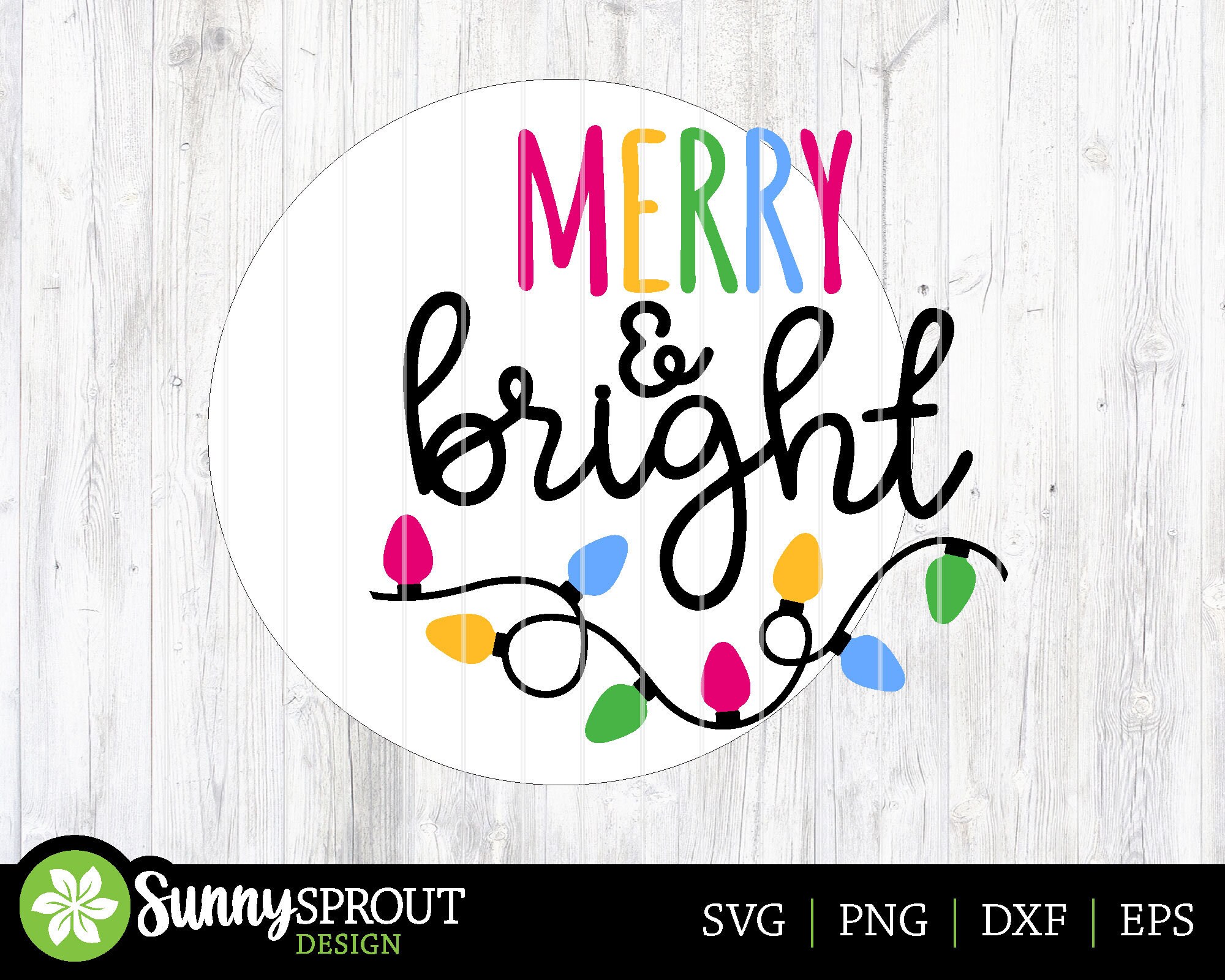 Merry & Bright String Lights DIGITAL Download Winter Round - Etsy