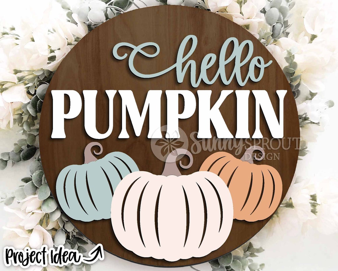 Hello Pumpkin Three Pumpkin Sign, Digital Download, Round Door Hanger ...