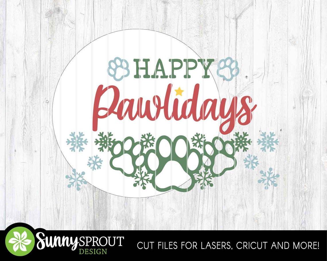 Happy Pawlidays Sign, DIGITAL Download, Round Door Hanger Svg ...