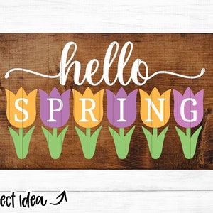 Hello Spring Tulip Flowers Digital Download Print File, Cricut ...