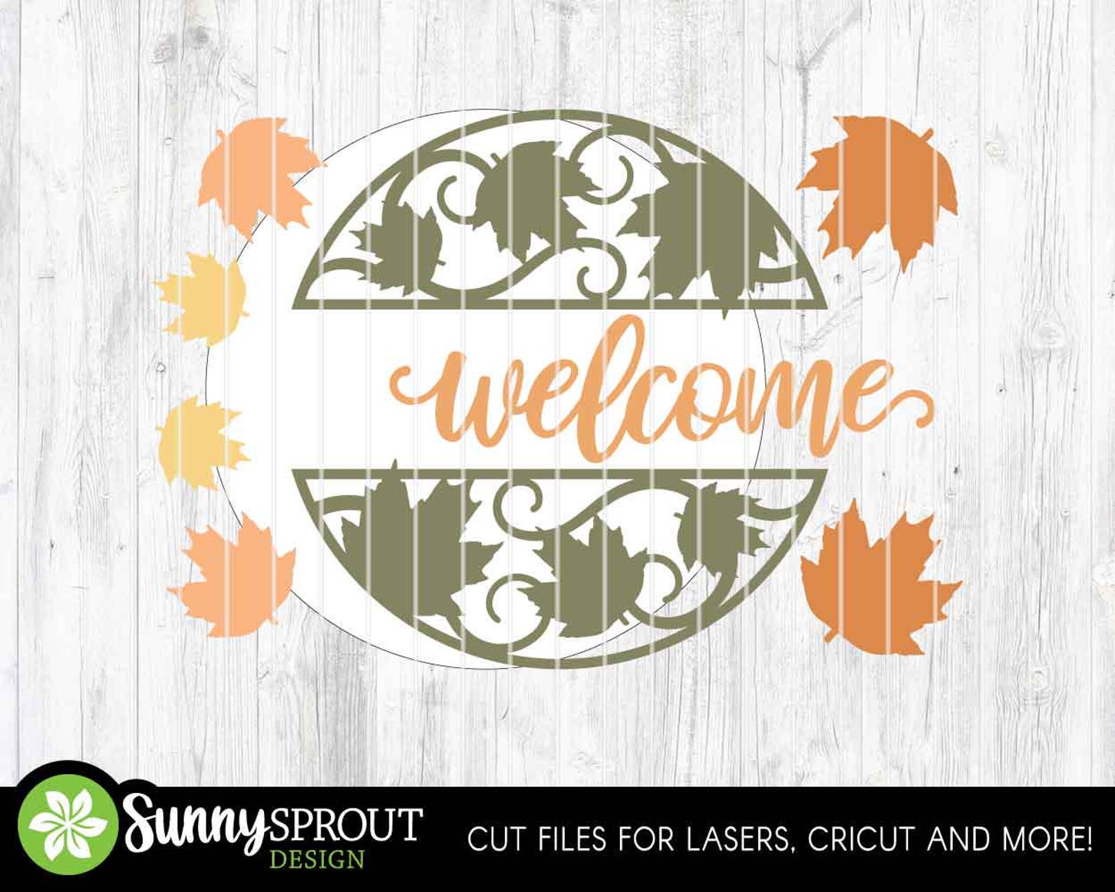 Welcome Maple Leaf Scroll Pattern Sign, Digital Download, SVG Laser Cut ...