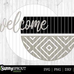 Welcome Geometric Diamond Sign, Digital Download, Round Door Hanger Svg ...
