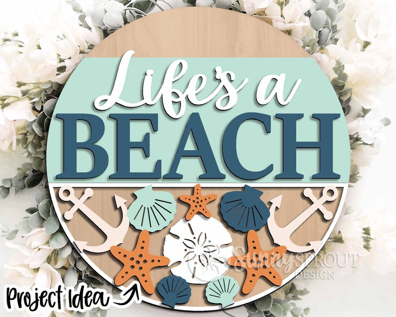 Beach Theme Sign Bundle 2 Digital Download Round Door Hanger - Etsy