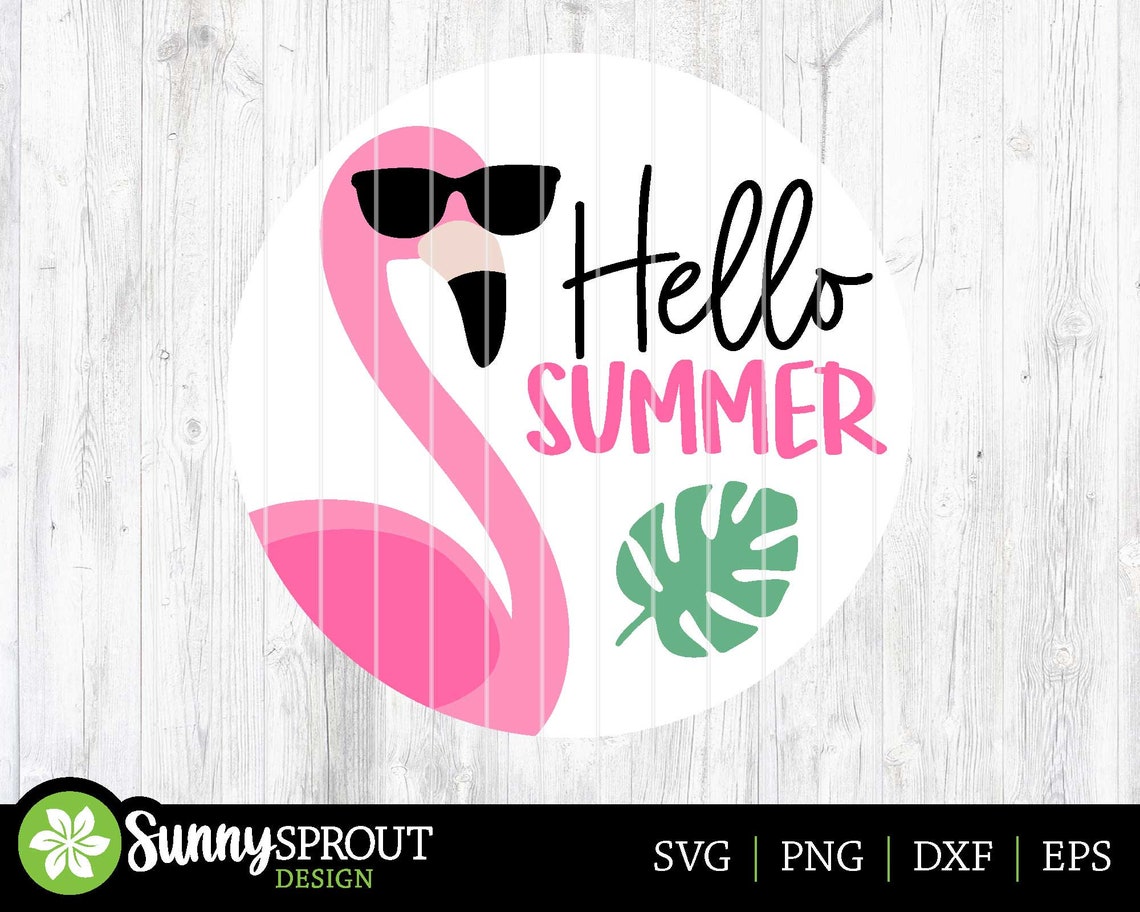 Hello Summer Flamingo Sign Digital Download Round Door - Etsy