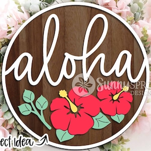 Aloha Hibiscus Flower Sign, Digital Download, SVG Laser Cut File ...