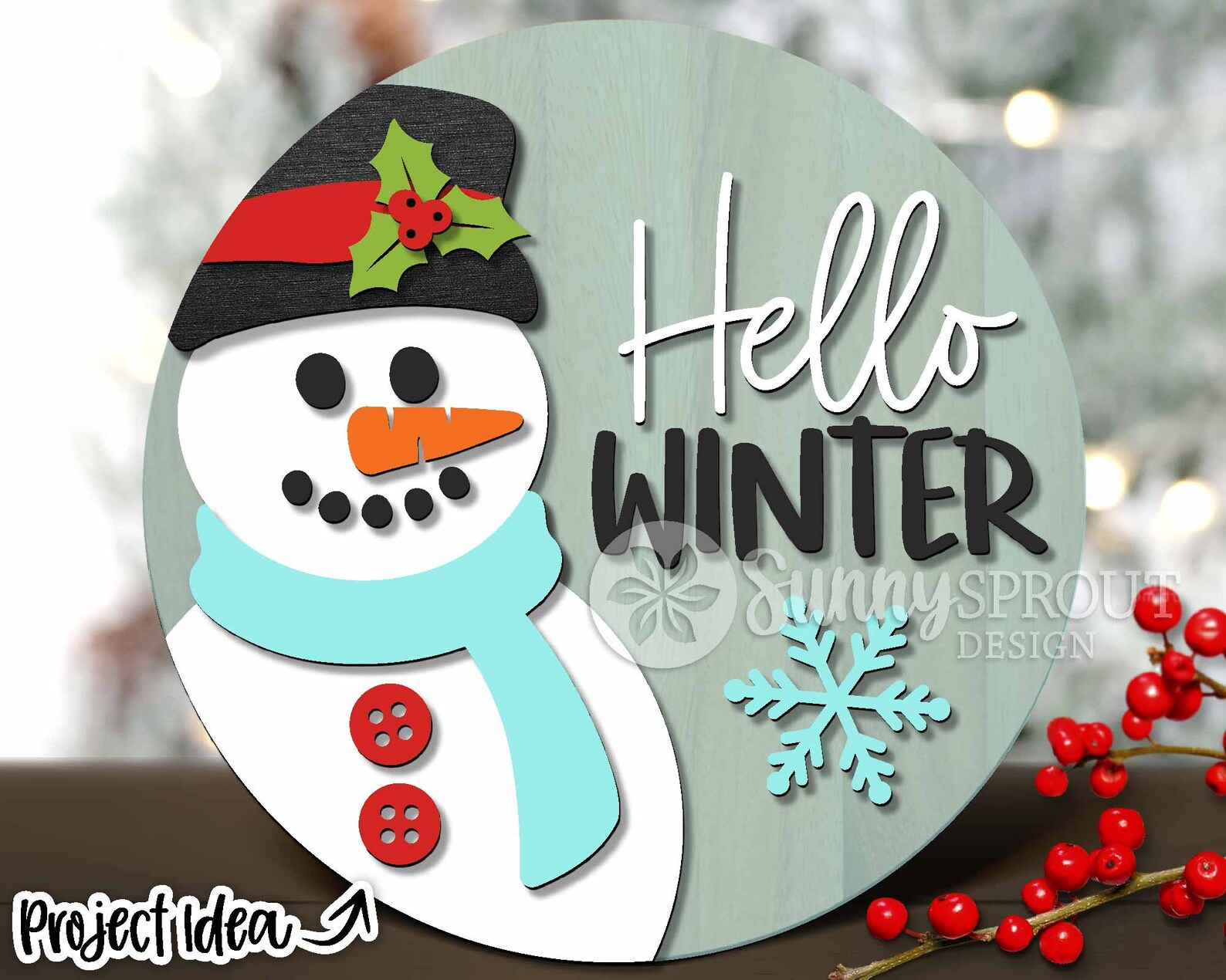 Hello Winter Snowman, DIGITAL Download, Winter Round Door Hanger Svg ...