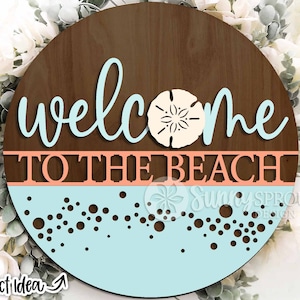 Welcome to the Beach Sign, Digital Download, Round Door Hanger Svg ...
