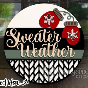 Sweater Weather Mittens Sign, Digital Download, Round Door Hanger ...
