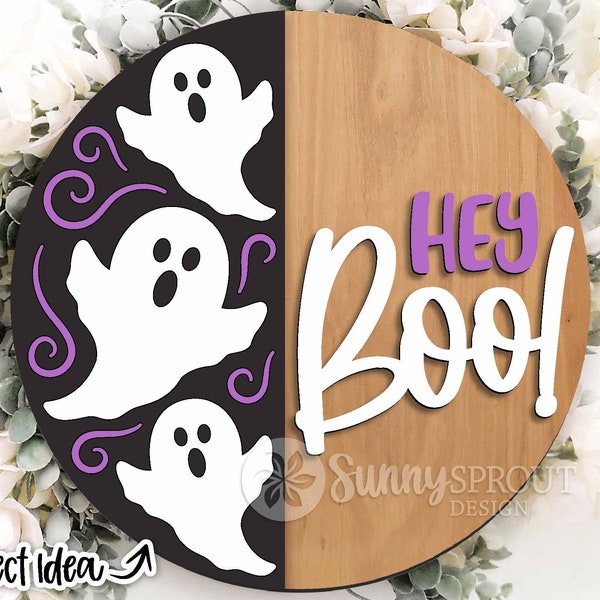 Hey Boo Door Sign Svg - Etsy