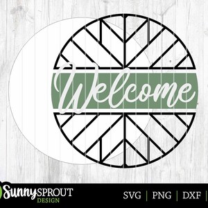 Geometric Welcome Sign, Digital Download, Round Door Hanger Svg ...