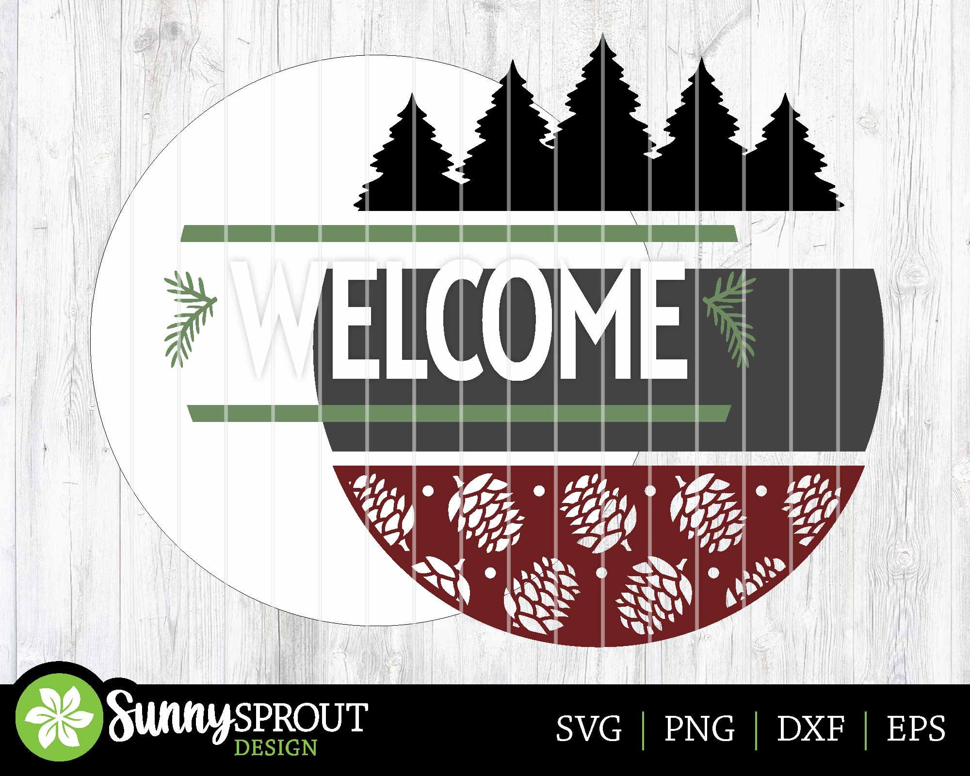 Welcome Pine Cone Sign DIGITAL Download Round Door Hanger - Etsy
