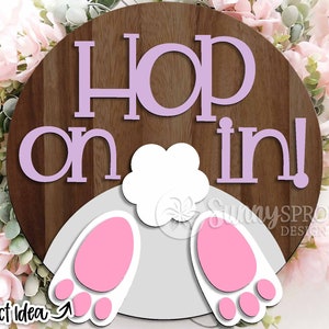 Hop on in Bunny Tail Sign, Digital Download, Round Door Hanger Svg ...