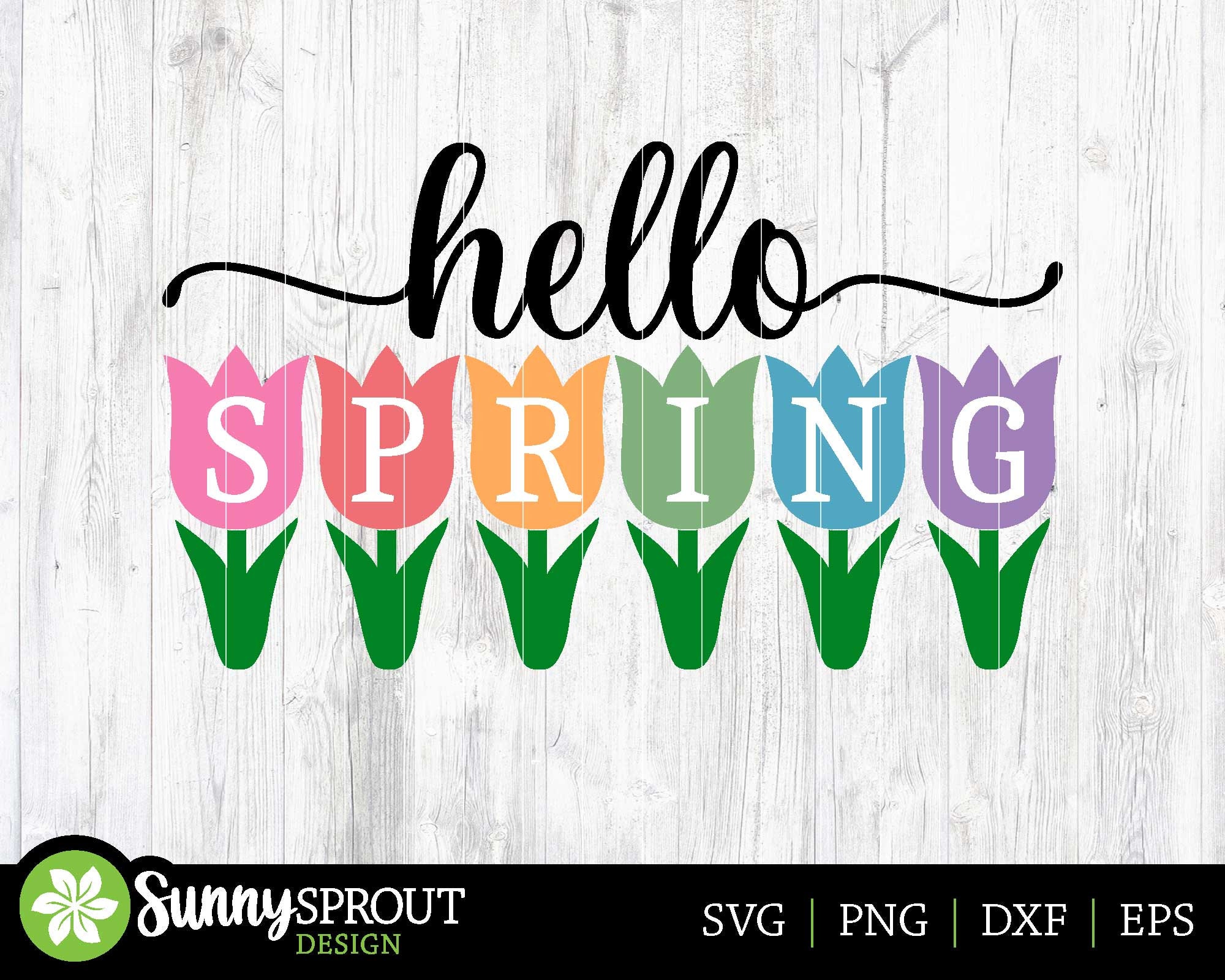 Hello Spring Tulip Flowers Digital Download Print File | Etsy